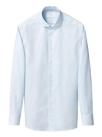 Eton Contemporary-fit Long-sleeved Cotton-twill Shirt - Light Blue