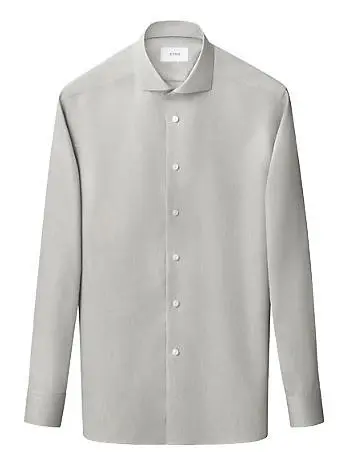 Eton Contemporary-fit Long-sleeved Cotton-twill Shirt - Mid Green