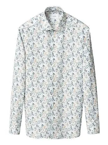 Eton Floral-print Slim-fit Cotton-twill Shirt - Mid Blue