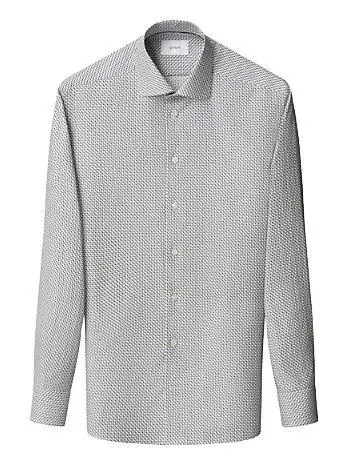 Eton Geo-print Contemporary-fit Cotton-twill Shirt - Dark Blue