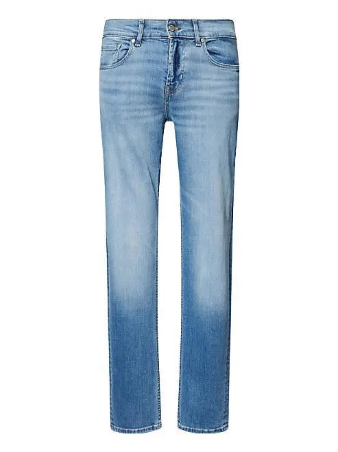 7 For All Mankind Slimmy Straight-leg Stretch-denim Jeans - Raincloud