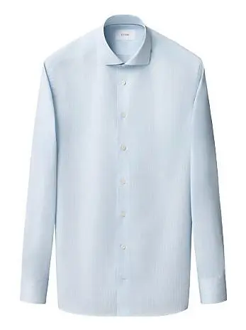 Eton Striped Contemporary-fit Cotton-twill Shirt - Light Blue