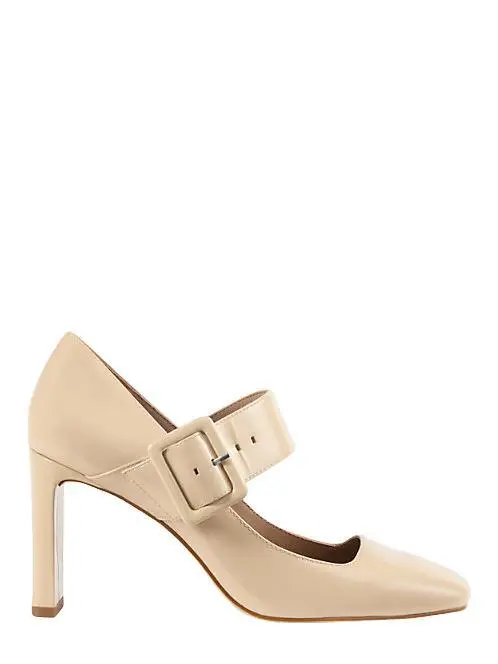 LK BENNETT Phoebe Leather Buckle Heels - Cre-buttercream