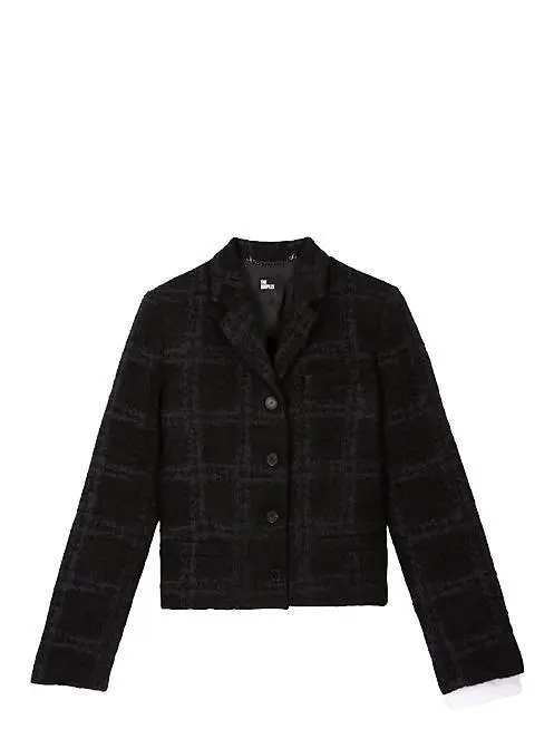 The Kooples Checked Wool-blend Jacket - Navy