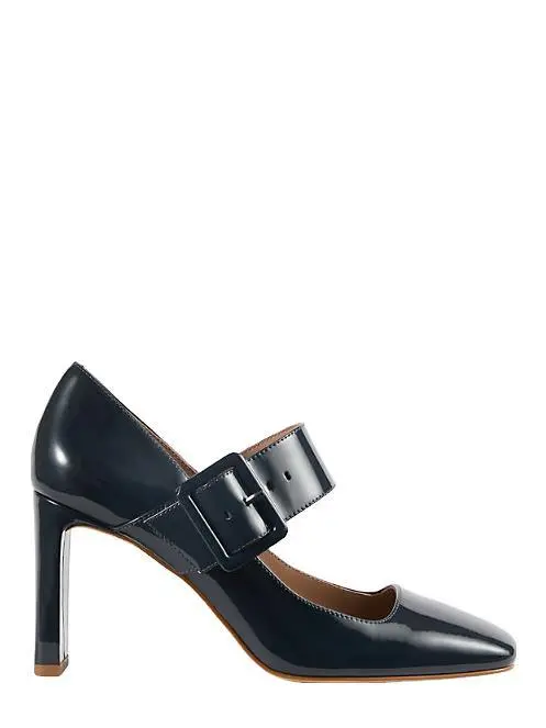 LK BENNETT Phoebe Leather Buckle Heels - Blu-navy