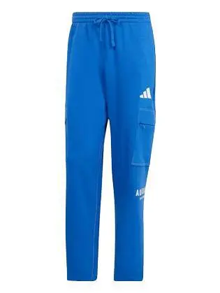 Adidas All Szn Fleece Graphic Loose Cargo Pants - Royal Blue Off White