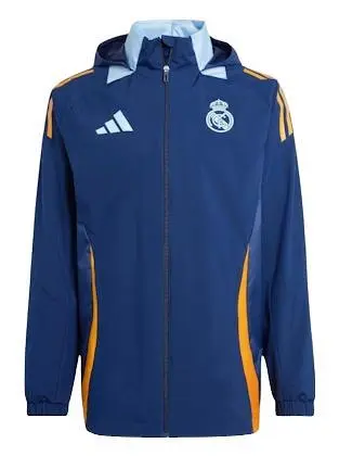 Adidas Real Madrid Tiro 24 Competition Allweather Jacket - Team Navy Blue Crew Orange Glow Blue