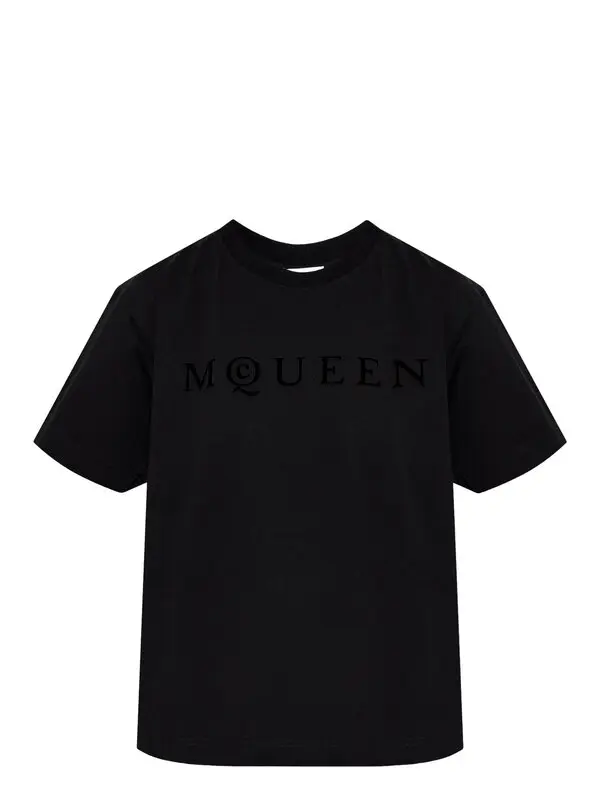 Alexander McQueen T-shirt With Velvet Logo - Black