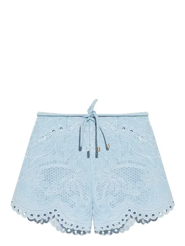 Zimmermann Openwork Denim Shorts - Light Blue