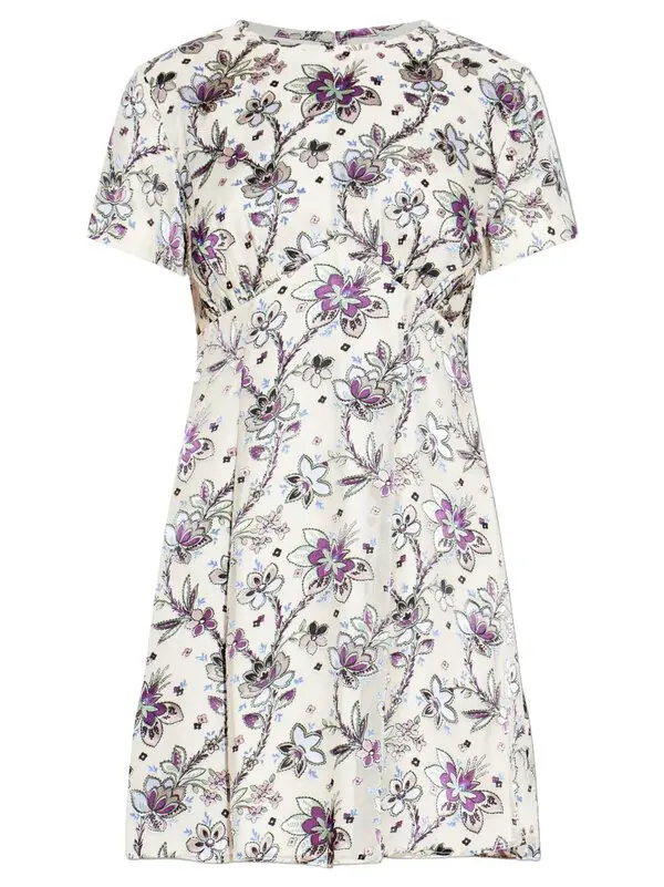 Kate Spade New York Floral Motif Viscose-silk Dress - Cream