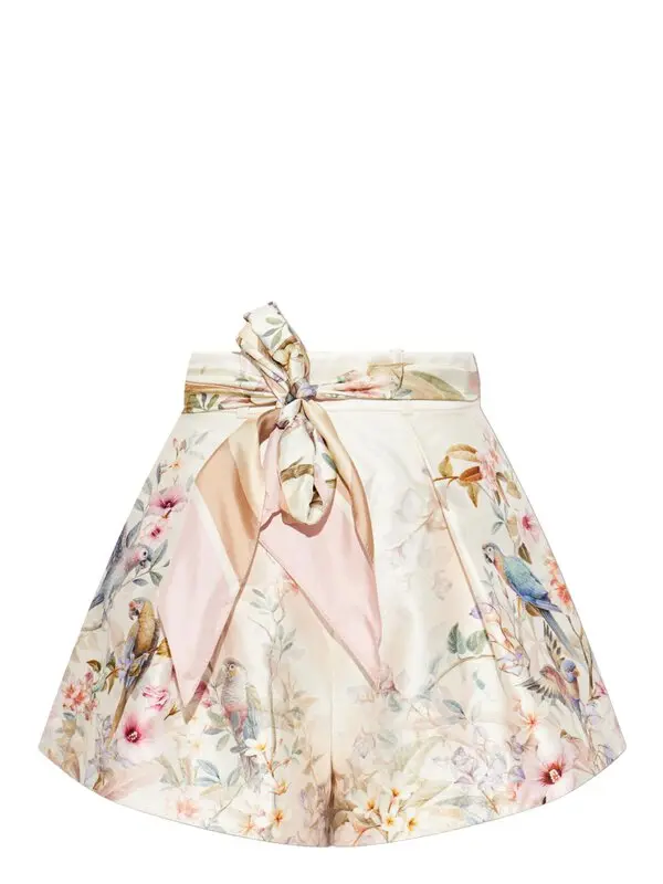 Zimmermann Floral Print High-waisted Shorts - Cream