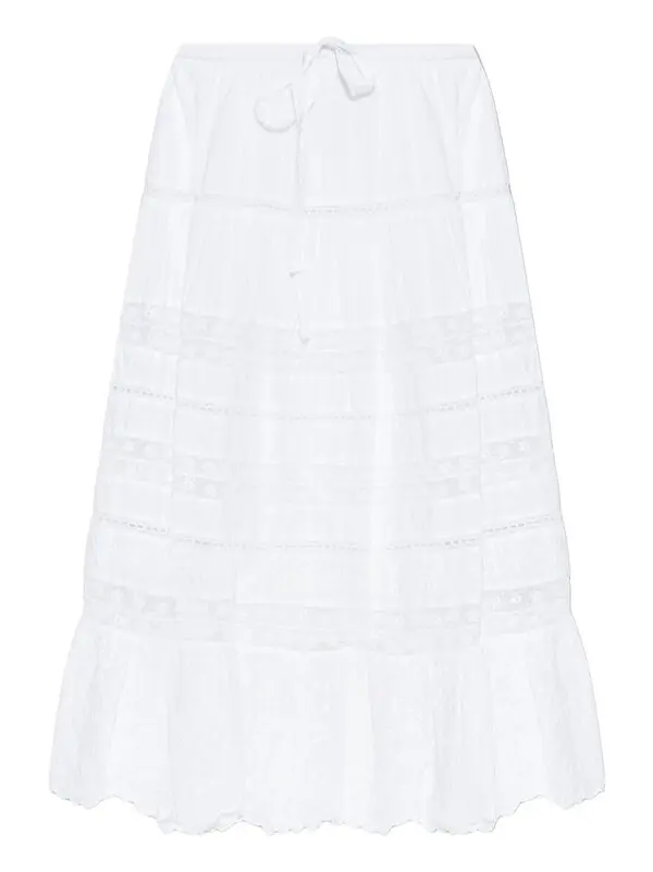 LoveShackFancy Flared Midi Skirt - White