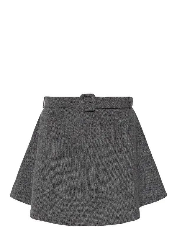 SELF-PORTRAIT Herringbone A-line Skirt - Grey