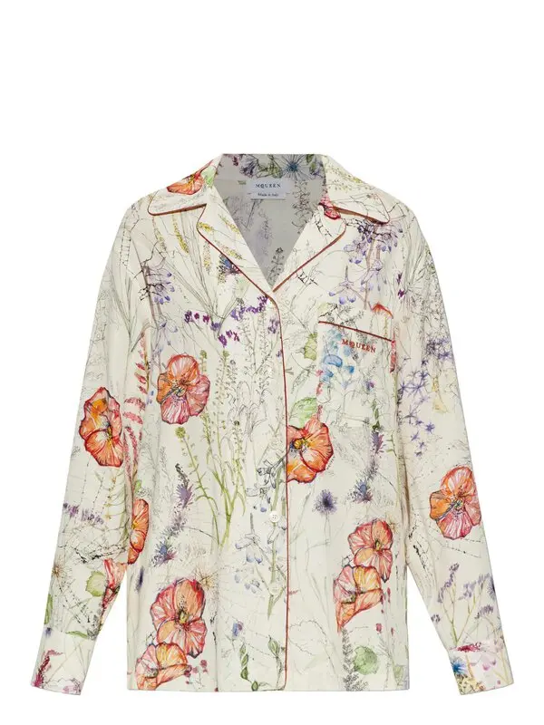 Alexander McQueen Floral Motif Viscose Shirt - Cream