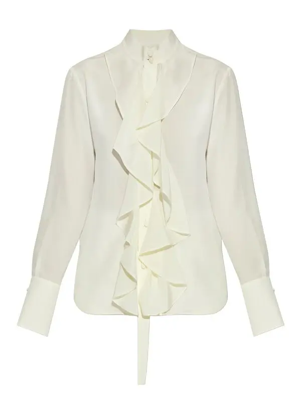 Alexander McQueen Silk Ruffle Shirt - Yellow