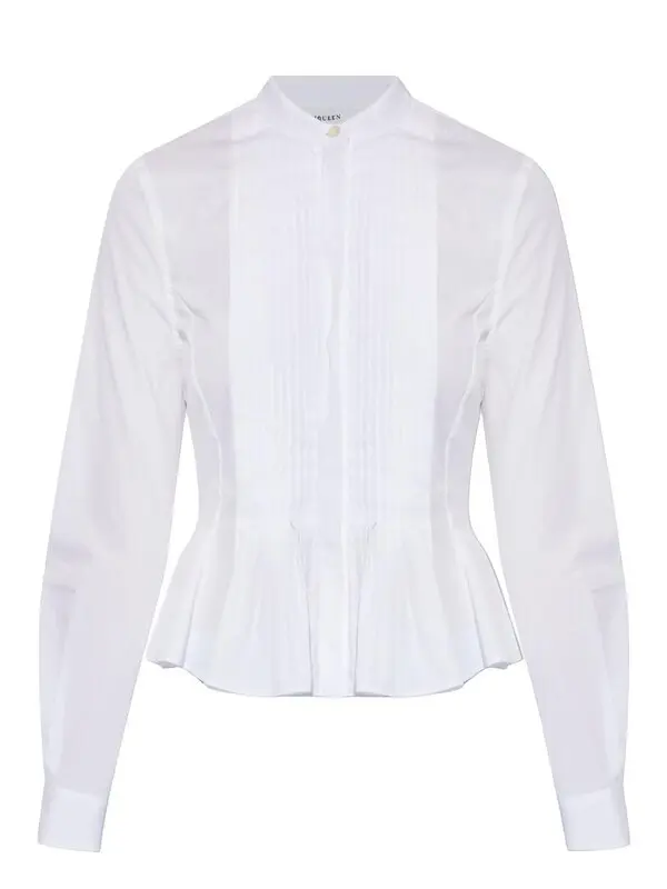 Alexander McQueen Cotton Peplum Shirt - White