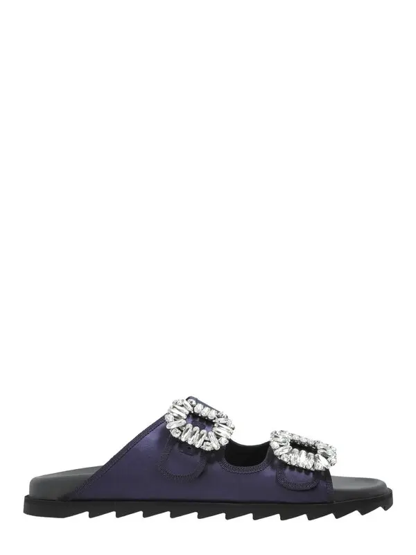ROGER VIVIER Slidy Viv Slides - Navy Blue