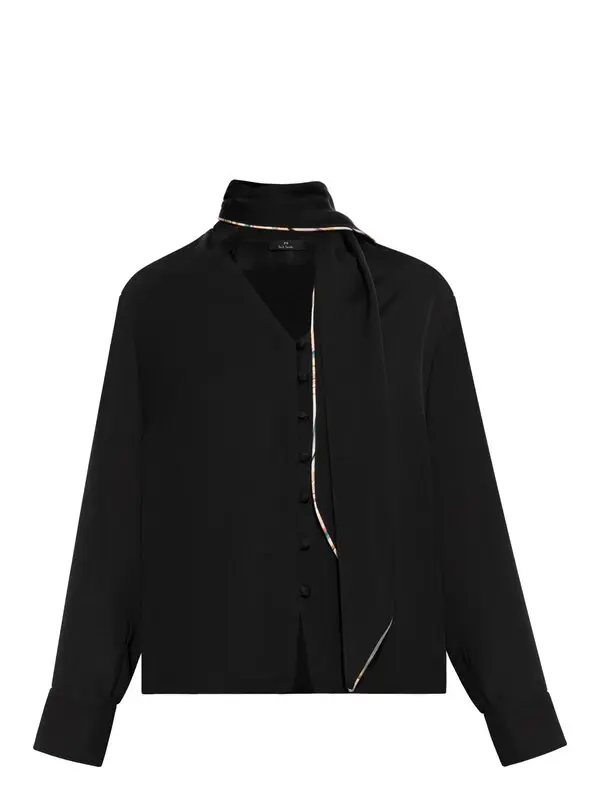 Paul Smith Satin Button-down Shirt With Tie - Black