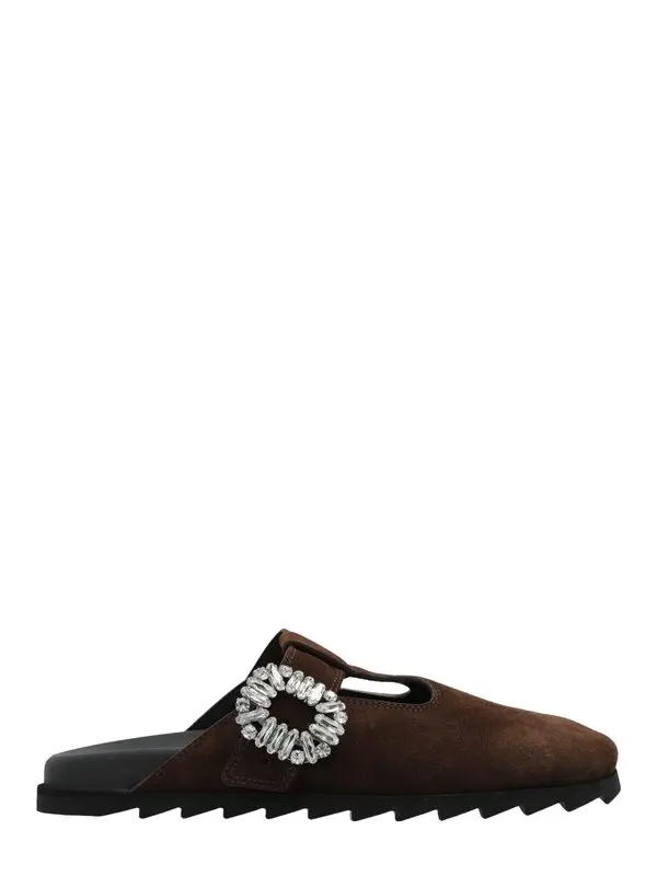 ROGER VIVIER Suede Slides - Brown