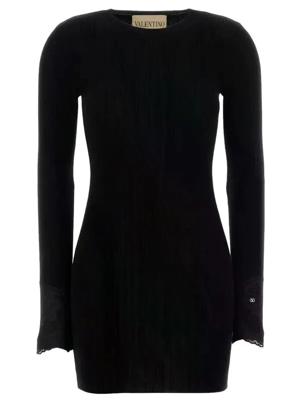 Valentino Garavani Lace Cashmere Mini Dress - Black