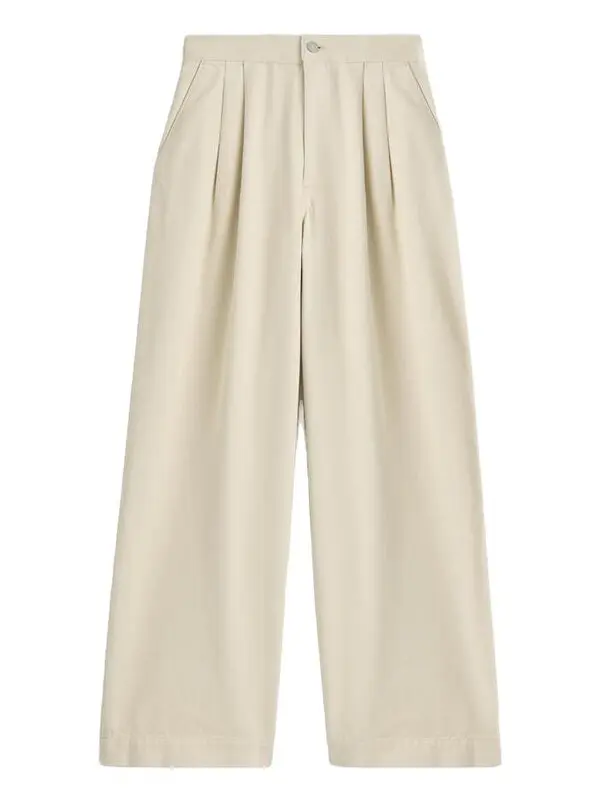 Cos Pleated Wide-leg Denim Trousers - White