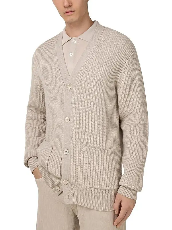 Boggi Milano Merino Wool Cardigan - Sand