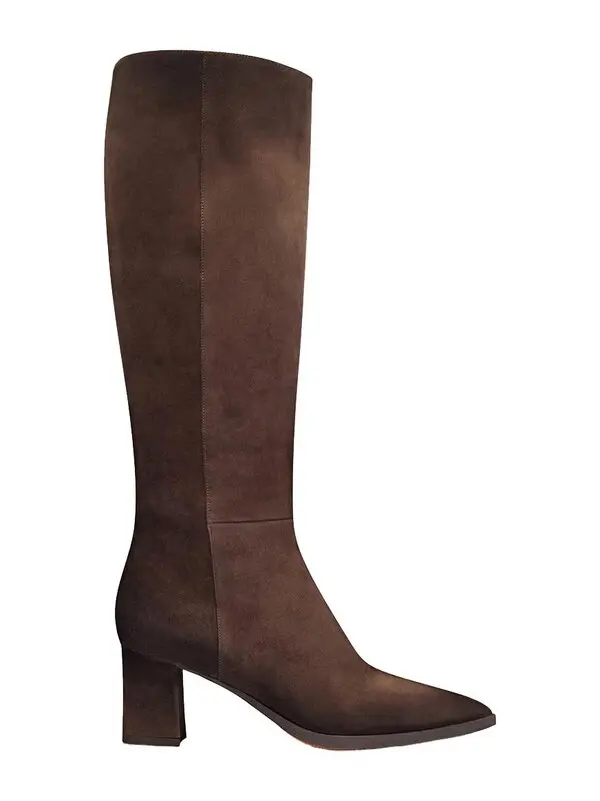 Santoni Suede Mid-heel Boot - Brown