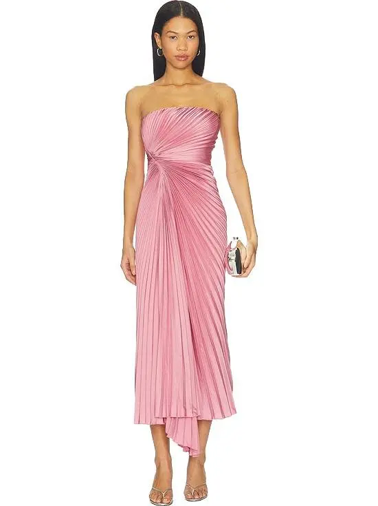 AMUR Everyn Pleated Gown - Pink Clay
