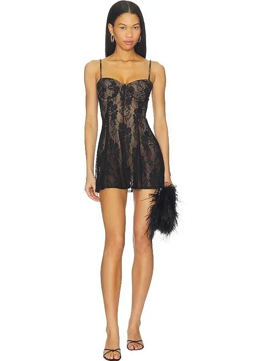 Norma Kamali Underwire Lace Mini Dress - Black & Nude