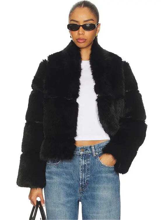 Apparis Sai Sable Faux Fur Coat - Noir