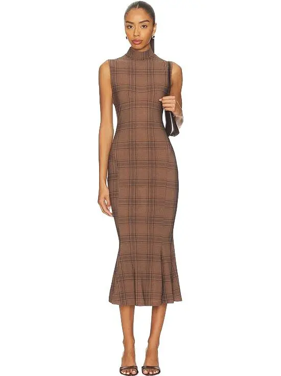 Astr The Label Leigha Dress - Brown Plaid