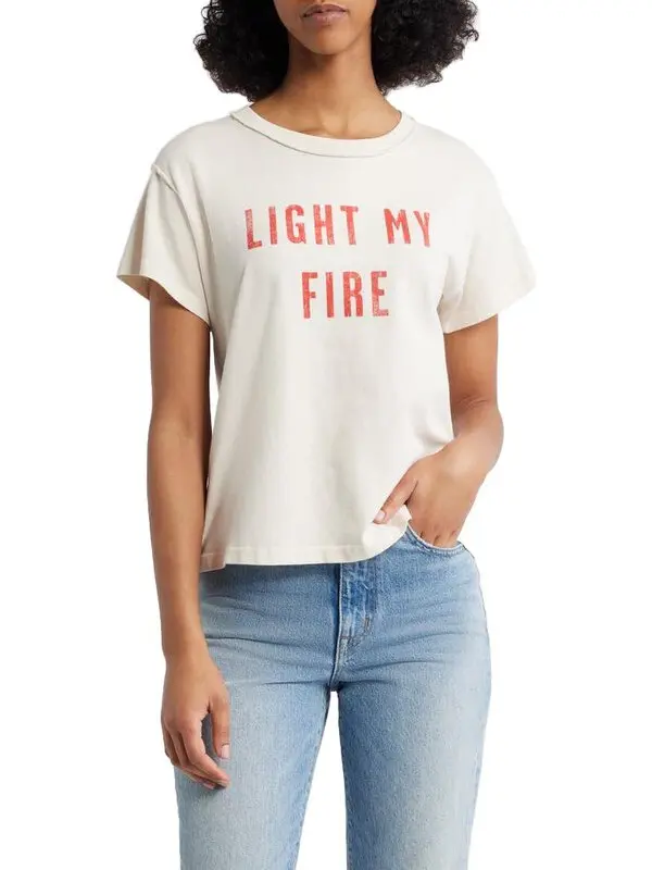 Daydreamer The Doors Light My Fire Graphic T-shirt - Dirty White