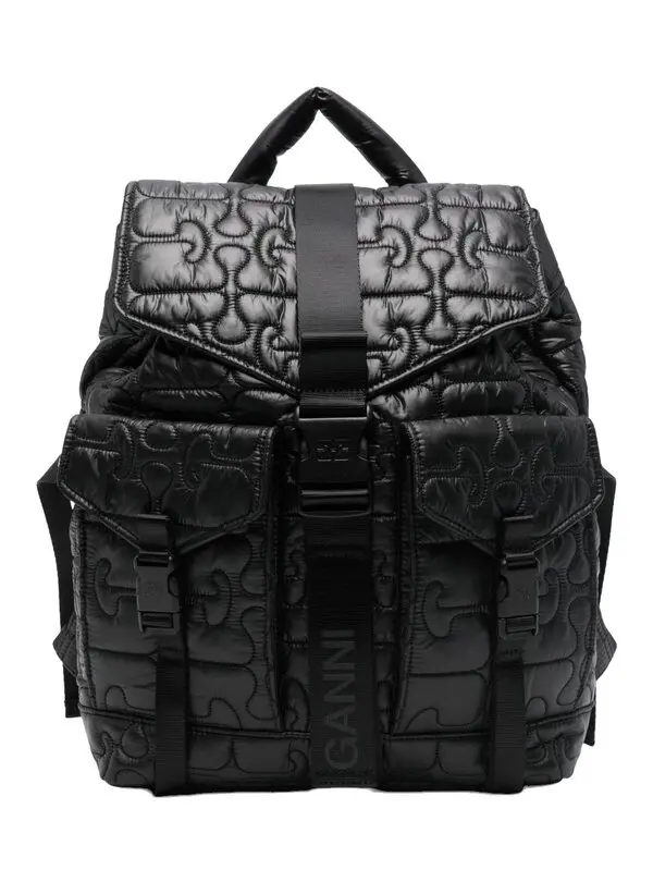 GANNI Quilted Nylon Backpack - Black