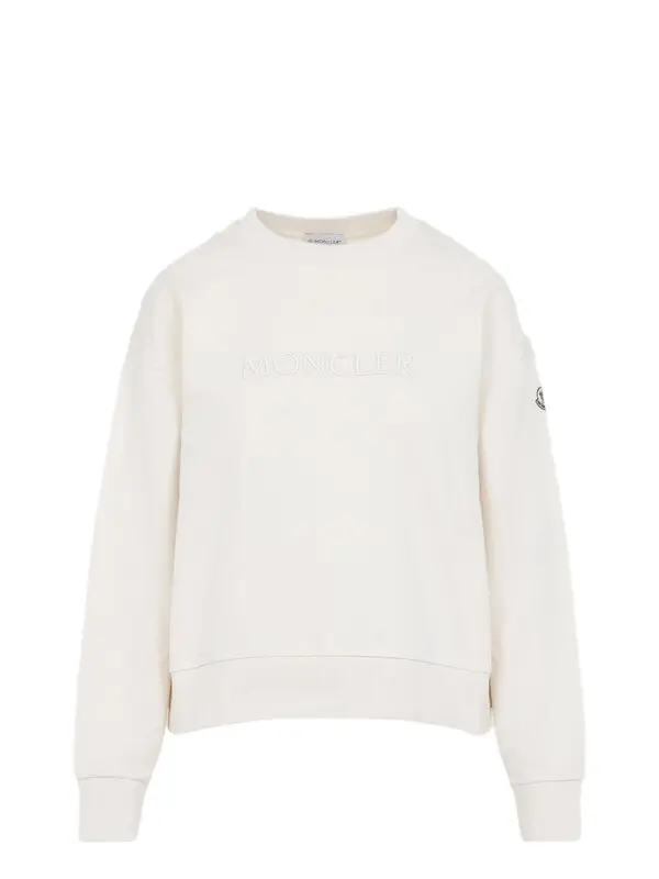 Moncler Logo Cotton Sweatshirt - Beige