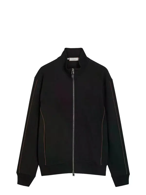 Canali Zip-up Sweatshirt With Pipe Detail - Black