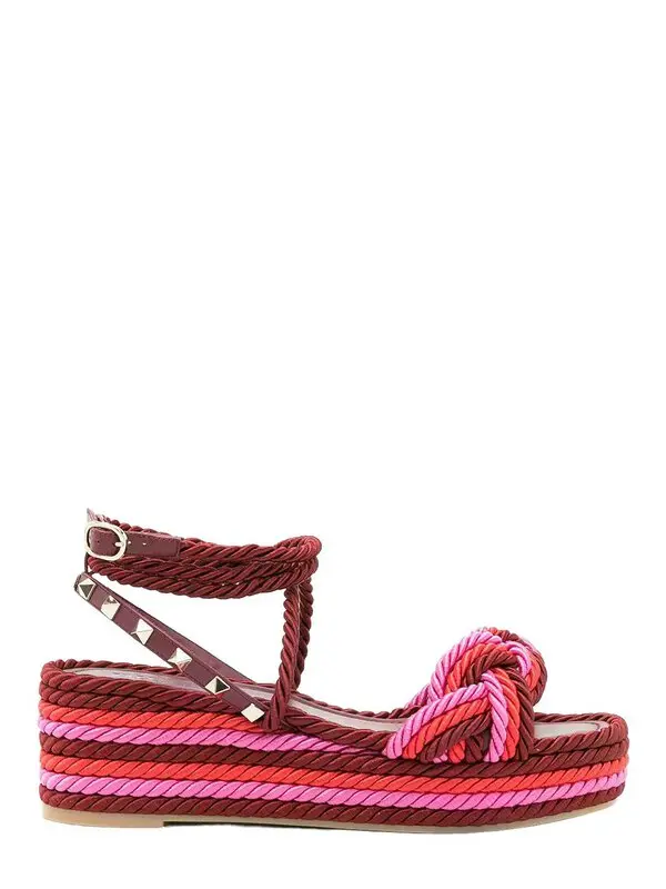 Valentino Garavani Rope-detail Platform Sandals - Red