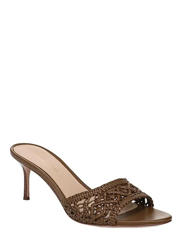 Veronica Beard Tia Woven Mules - Chestnut