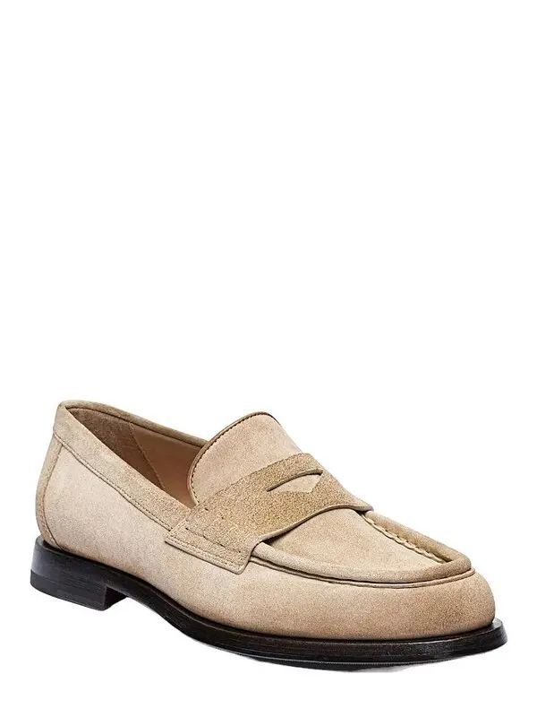 Santoni Suede Penny Loafer - Black