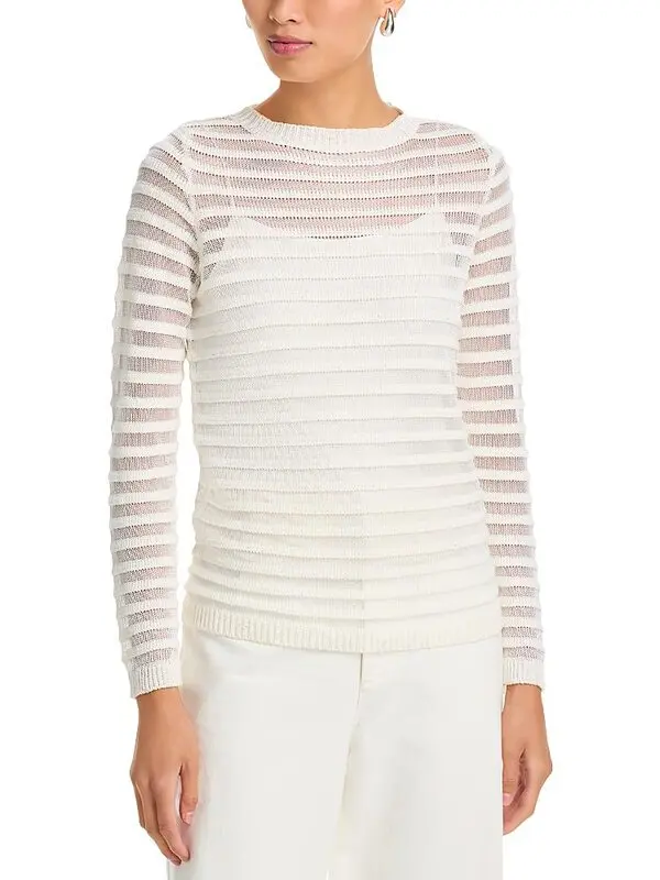 Fabiana Filippi Maglia Scollo Barca Sheer Striped Sweater - Bianco
