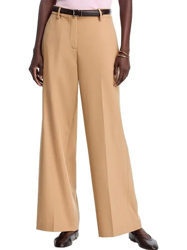 Fabiana Filippi Wool Blend Tailored Wide Leg Pants - Medium Brown