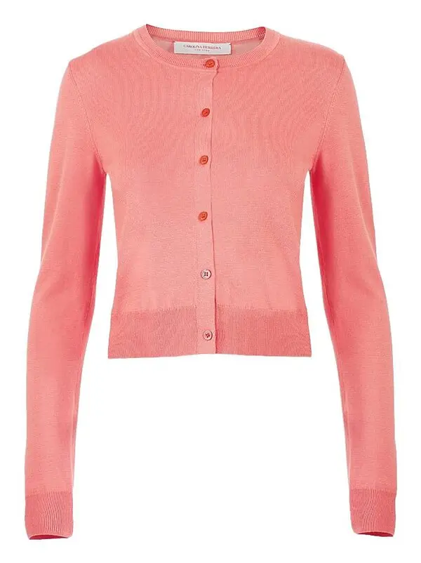 Carolina Herrera Long Sleeve Crewneck Cardigan - Sunset