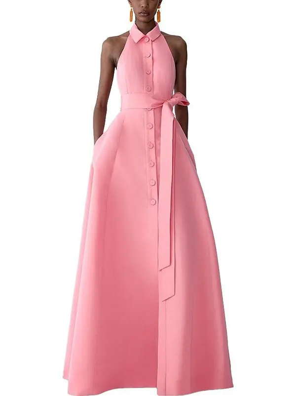 Carolina Herrera Halter Neck Silk Gown - Sunset