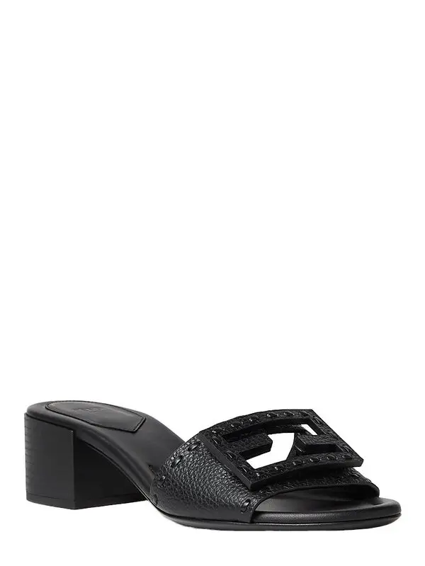 Fendi Baguette Block Heel Sandals - Black