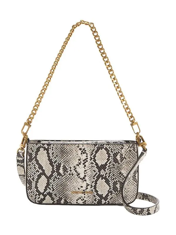 Michael Kors Convertible Snake Embossed Leather Pochette - Natural