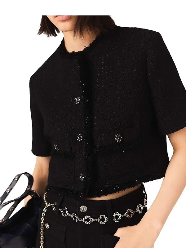 Maje Veimssa Tweed Jacket - Black