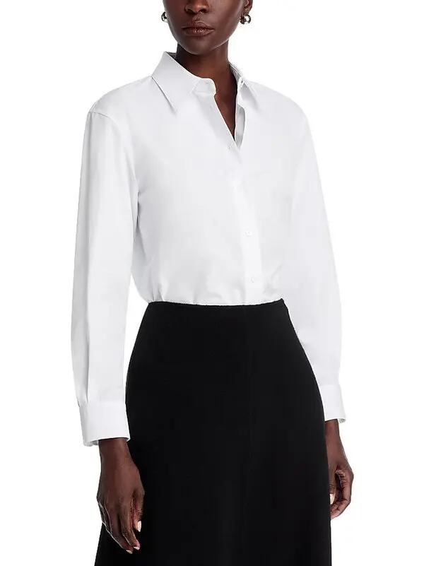 Lafayette 148 New York Fitted Cinched Waist Shirt - White
