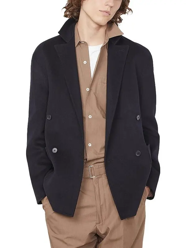 Officine Générale Maxwell Double Breasted Wool Coat - Dark Navy