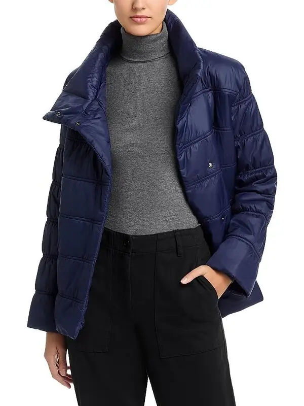 Eileen Fisher High Collar Puffer Coat - Ink