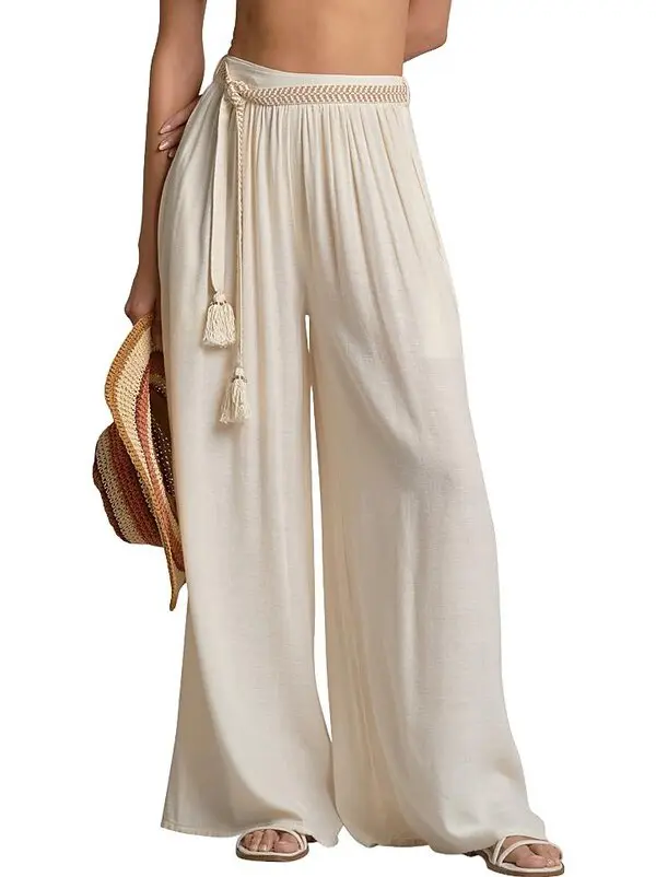 Elan Belted Wide-leg Pants - Off White