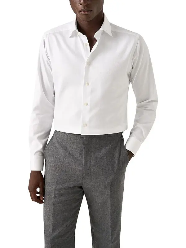 Eton Contemporary Fit Button Front Textured Shirt - White